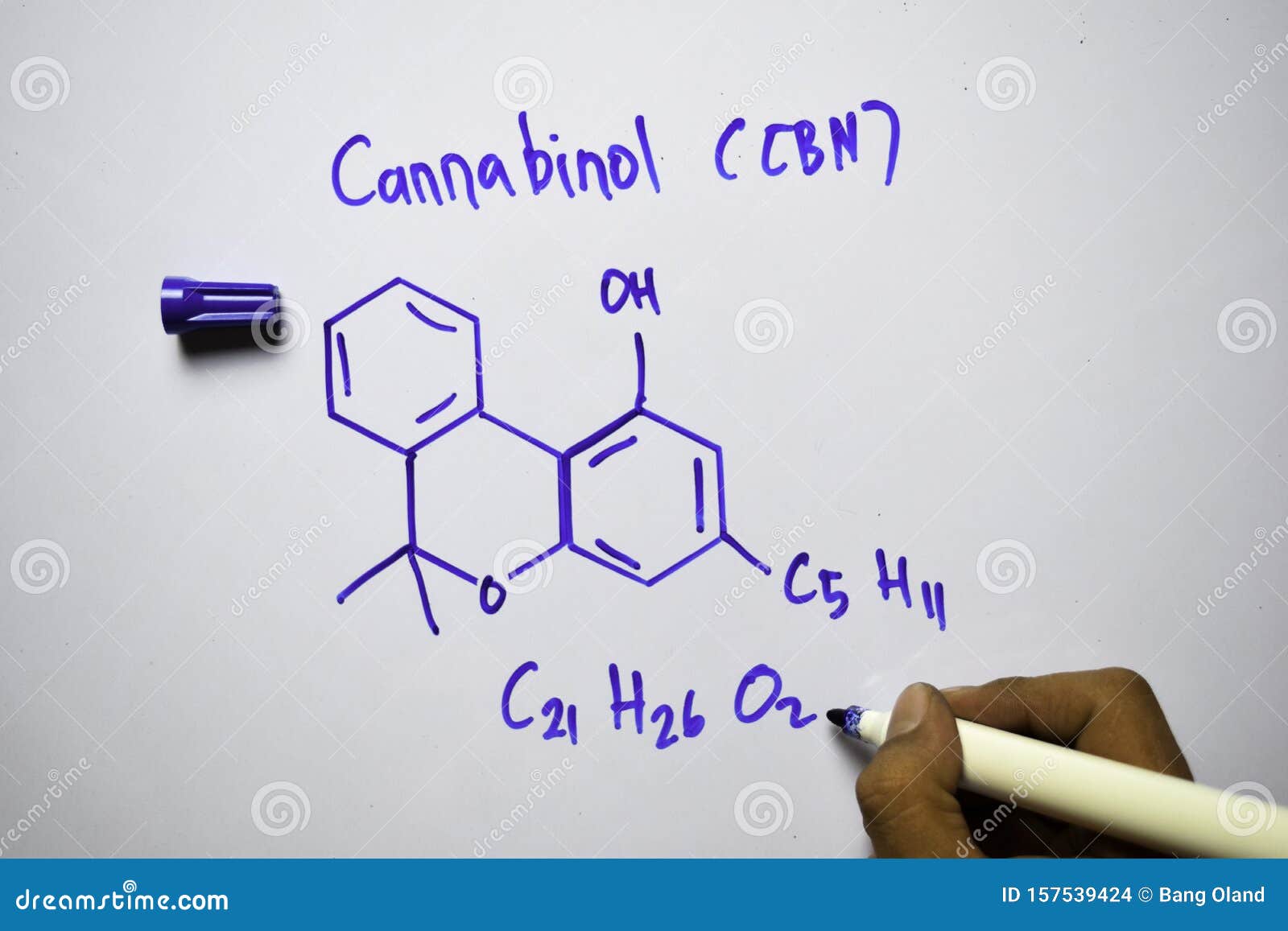 Cannabinol CBN Molecule Written on the White Board. Structural Chemical ...