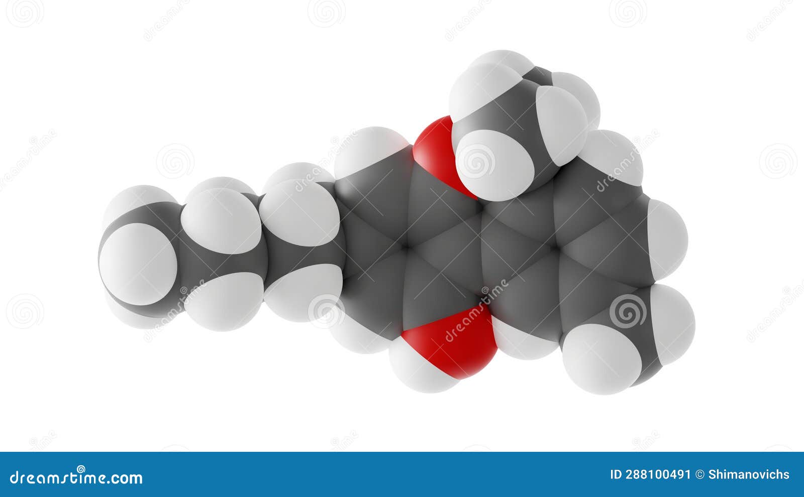 Cannabinol Molecule 3d Molecular Structure Ball And Stick Model