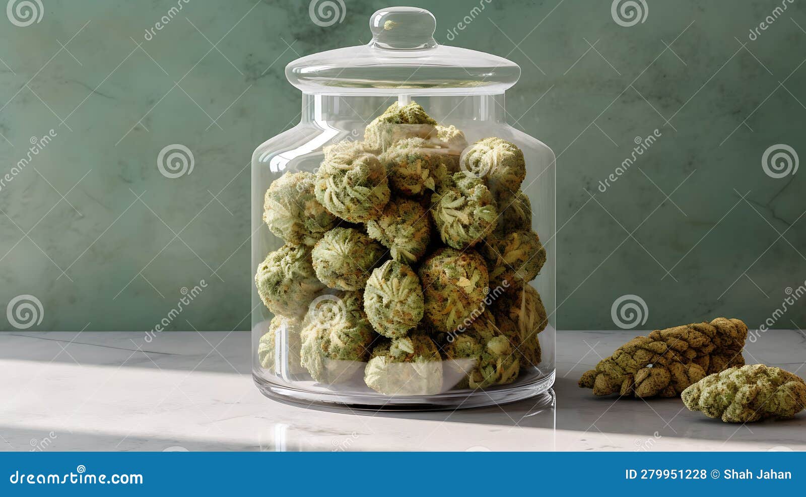 Cannabis Edibles in a Glass Jar Stock Illustration - Illustration of ...