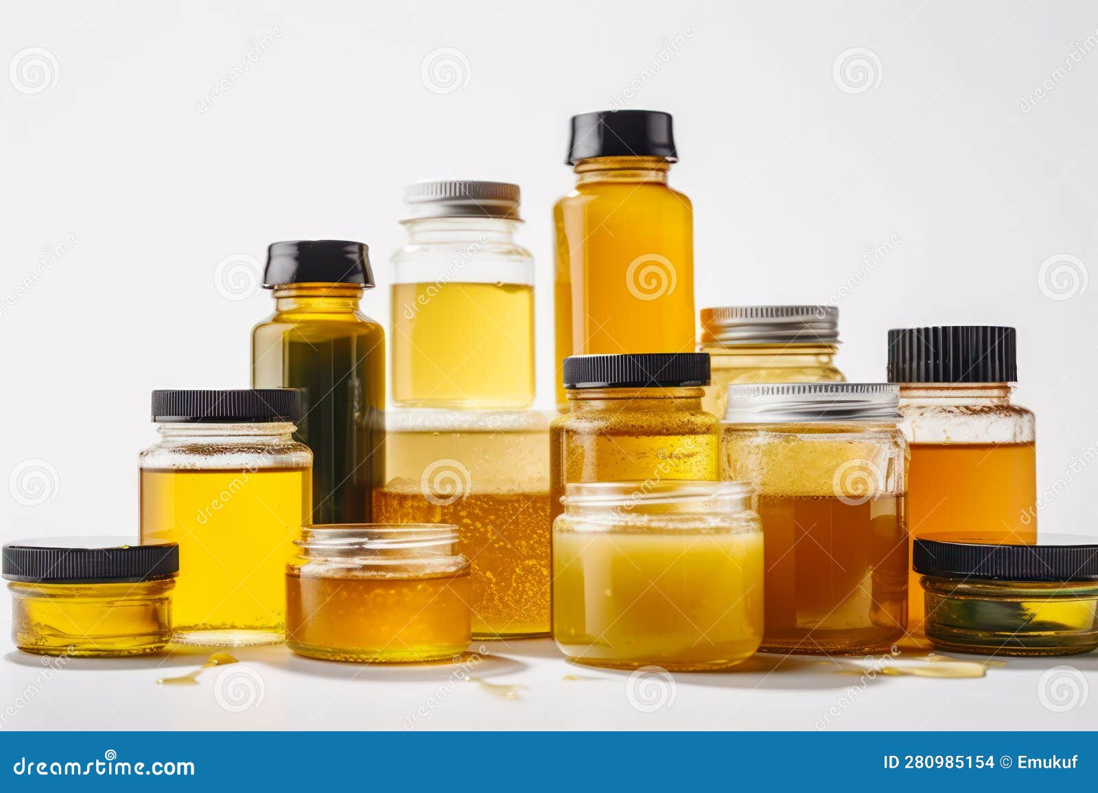 Cannabis Golden Extract Resin in Jars Generative Ai Stock Illustration ...