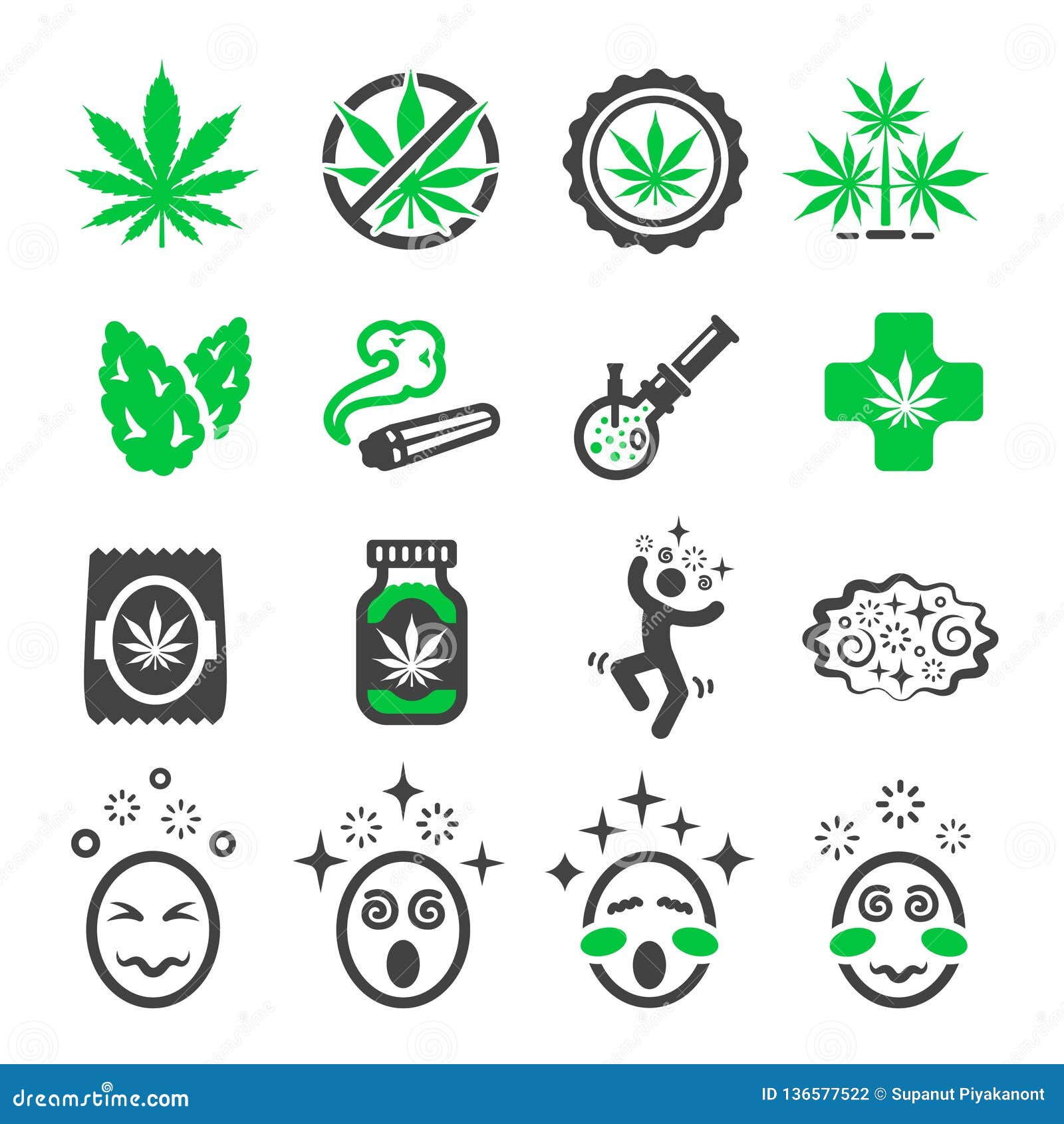 Cannabis icon set stock vector. Illustration of marijuana - 136577522