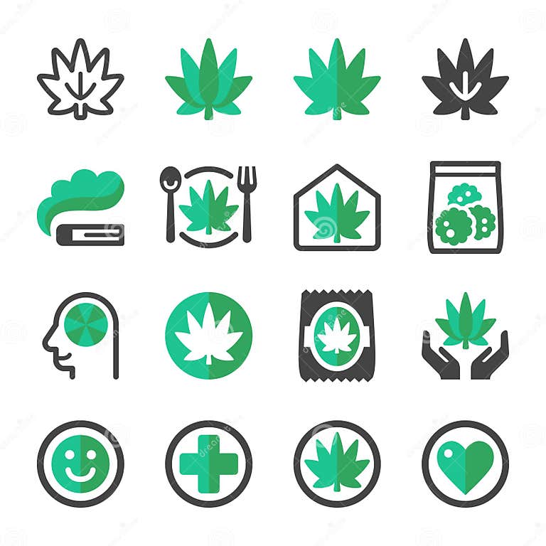 Cannabis icon set stock vector. Illustration of ganja - 210303691