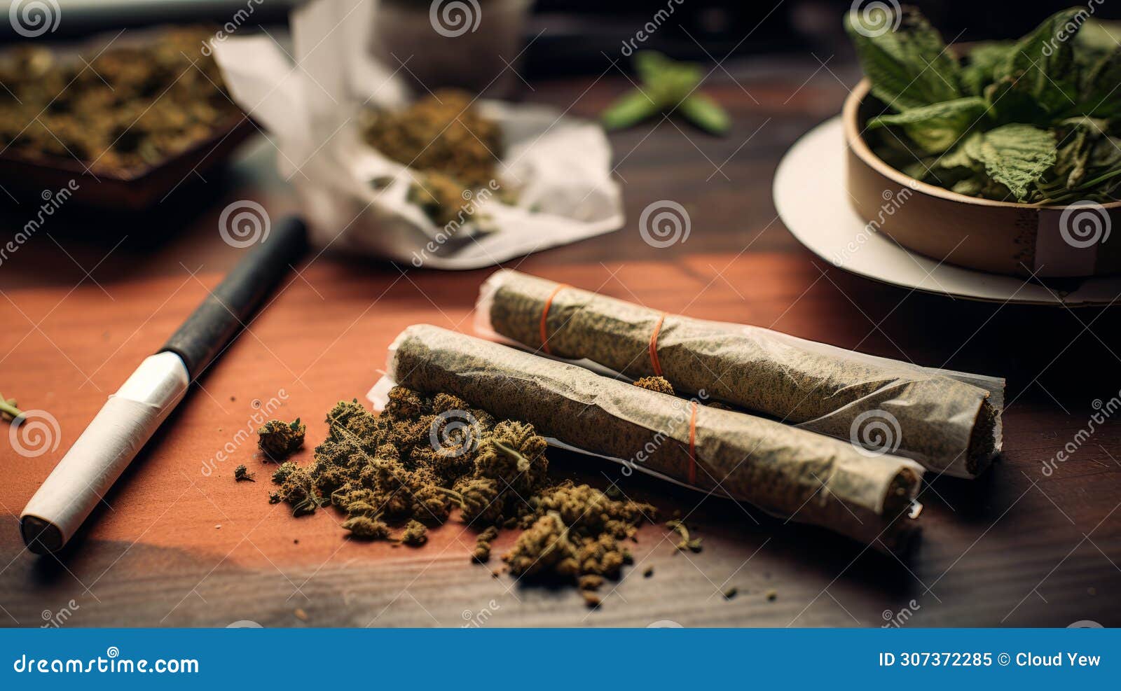 Cannabis Joint with Rolling Papers and a Filter Stock Illustration ...