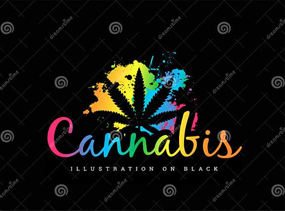 Cannabis Leaf on Multicolored Gradient Backgrounds. Vector Illustration ...