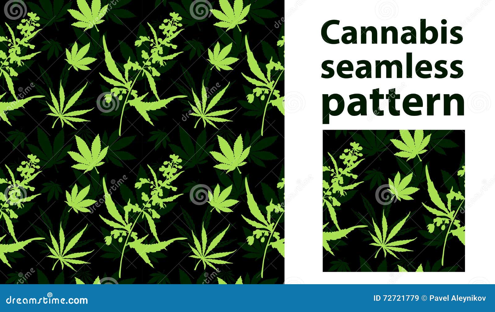 Cannabis Leaf Vector Seamless Pattern Stock Vector - Illustration of ...