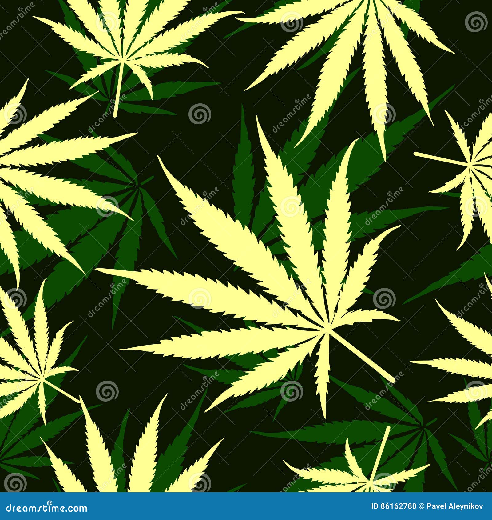 Cannabis Leafs Seamless Vector Pattern Stock Vector - Illustration of ...