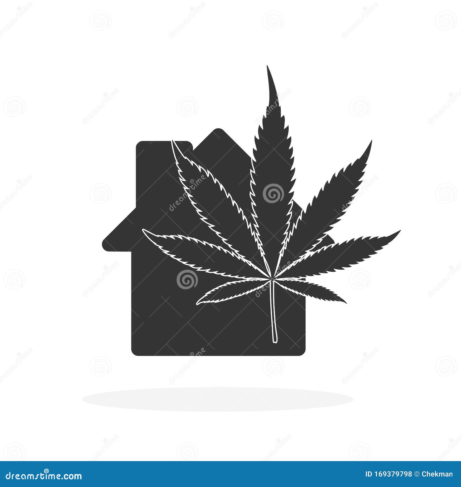 Cannabis Leaves with House Shape. Vector Logo Stock Illustration ...
