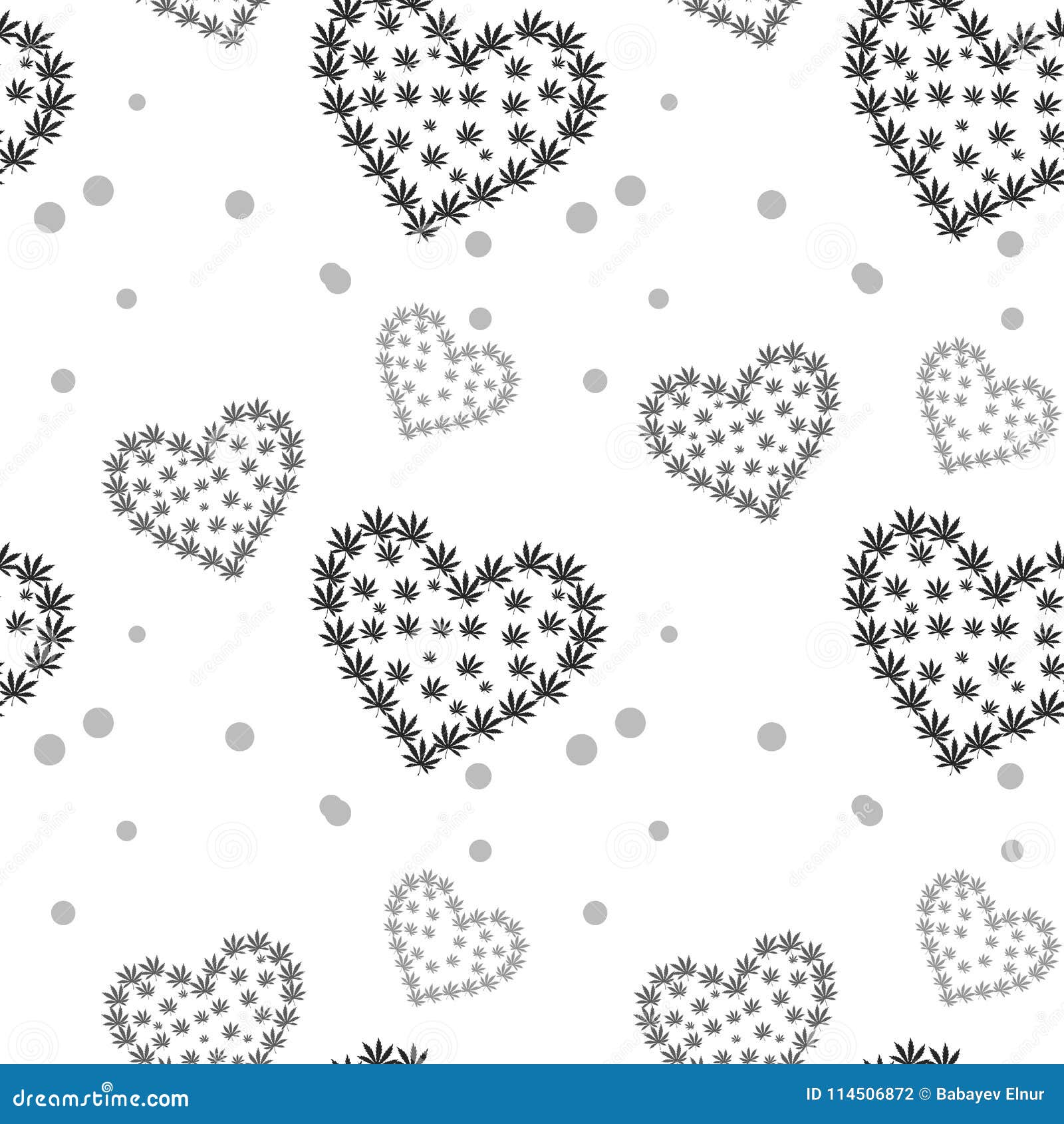 Cannabis Marijuana and Heart Seamless Pattern Stock Illustration ...