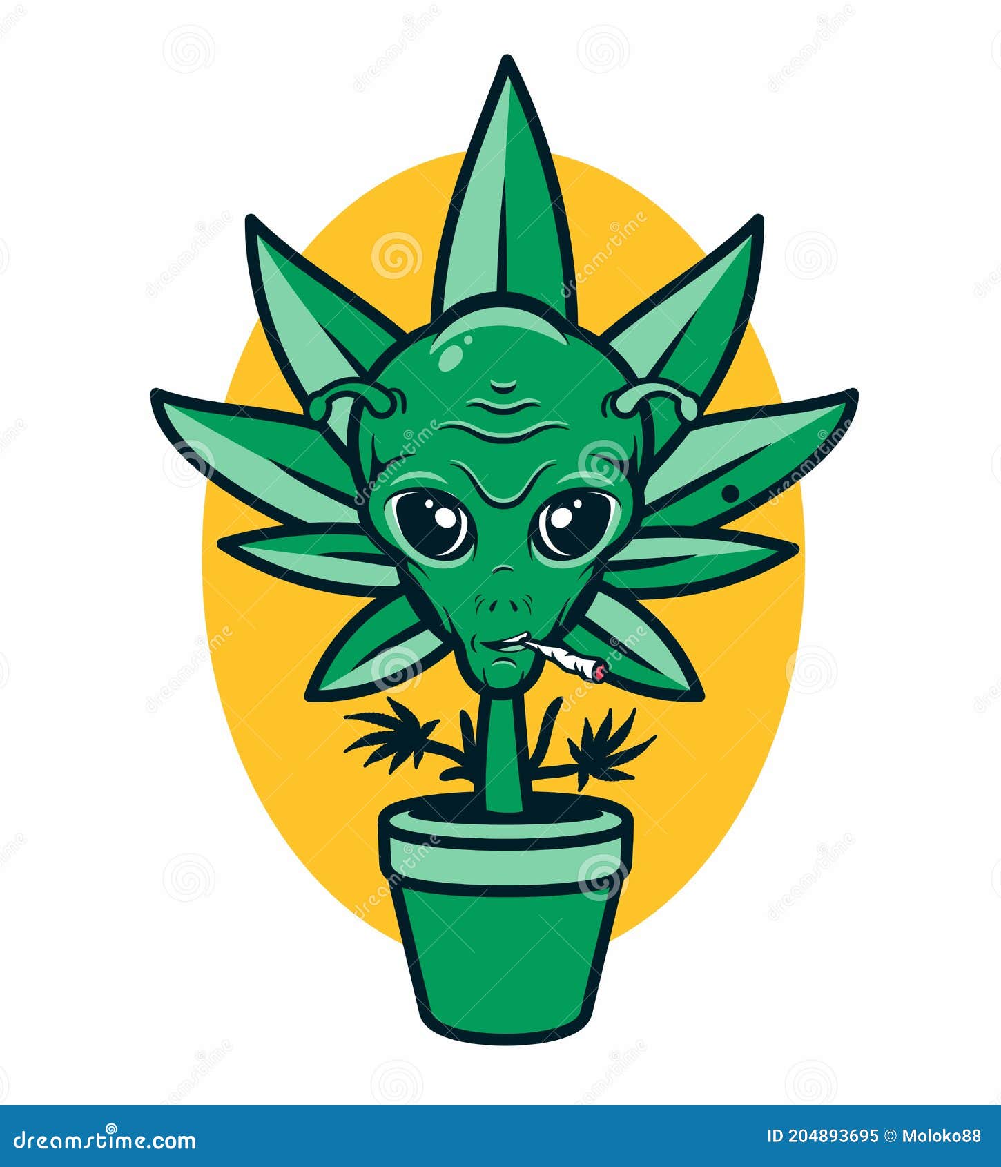 Cannabis in the Pot with Alien Face. Vector Illustration. Stock Vector ...
