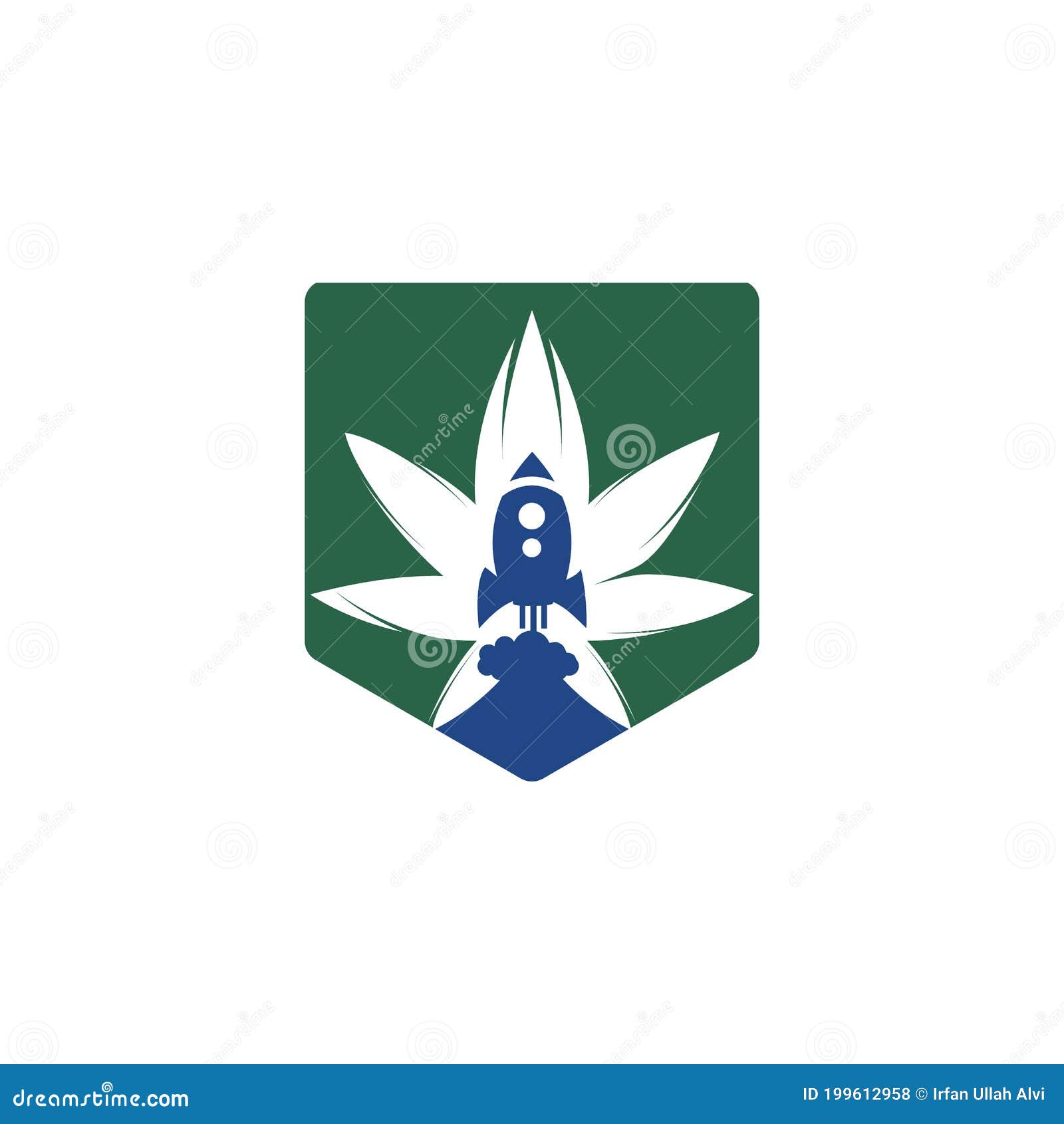 Cannabis Rocket Vector Logo Design. Stock Vector - Illustration of ...