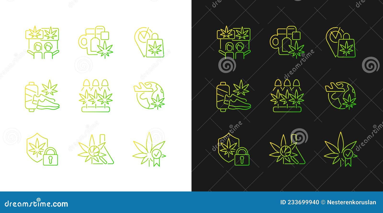 Cannabis Usage Gradient Icons Set for Dark and Light Mode Stock Vector - Illustration of ...