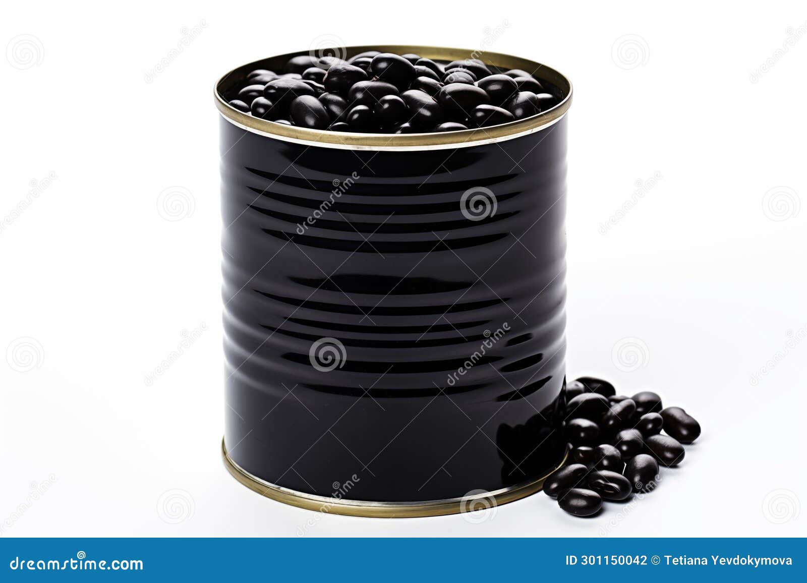 Canned Black Beans in Open Tin Can on a White Background. Mockup Stock ...