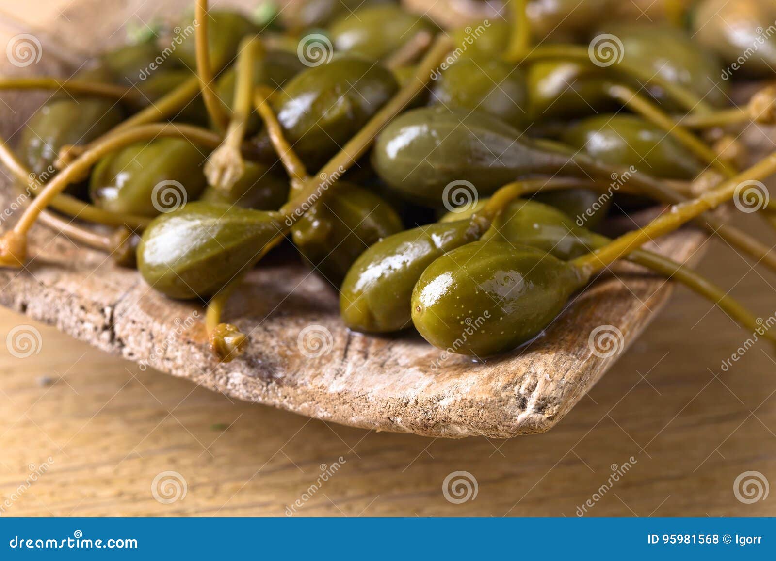 Canned Capers in Wooden Dish . Stock Photo - Image of ingredient ...