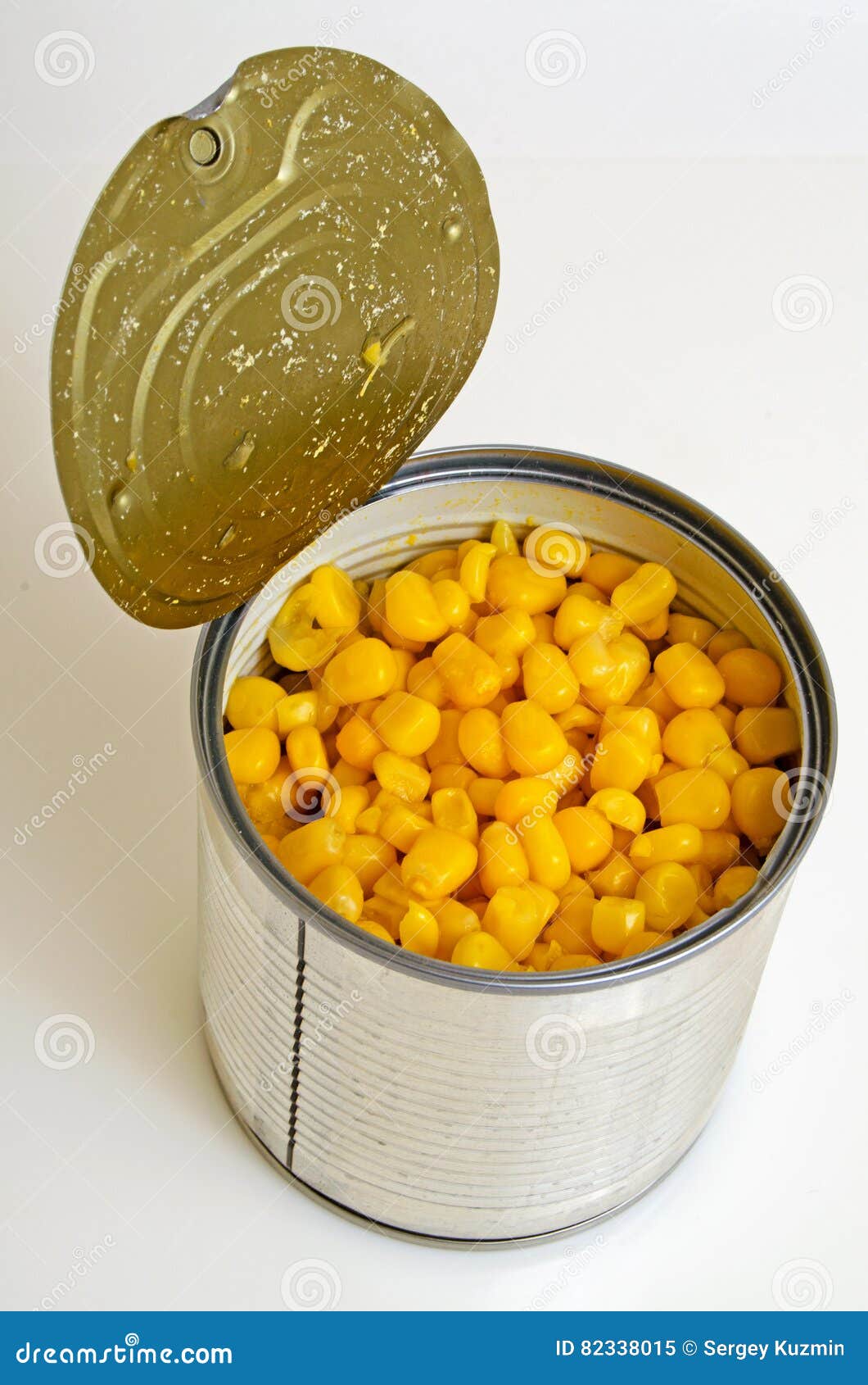 Canned Corn in an Open Tin. Stock Image - Image of food, corn: 82338015
