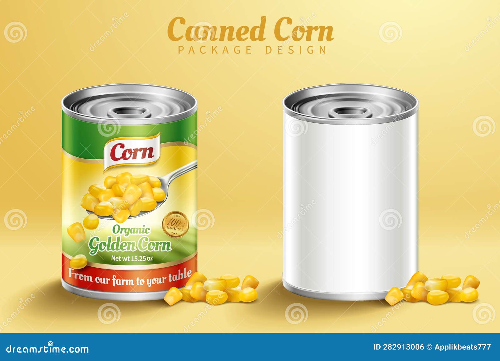 Canned corn package design stock vector. Illustration of healthy ...