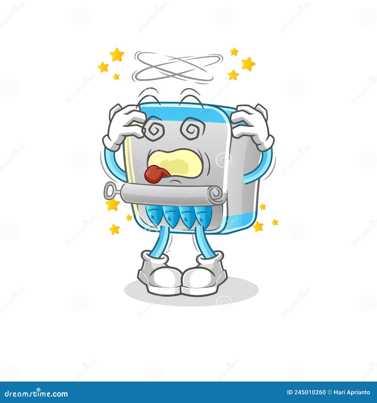 Canned Fish Dizzy Head Mascot. Cartoon Vector Stock Vector ...