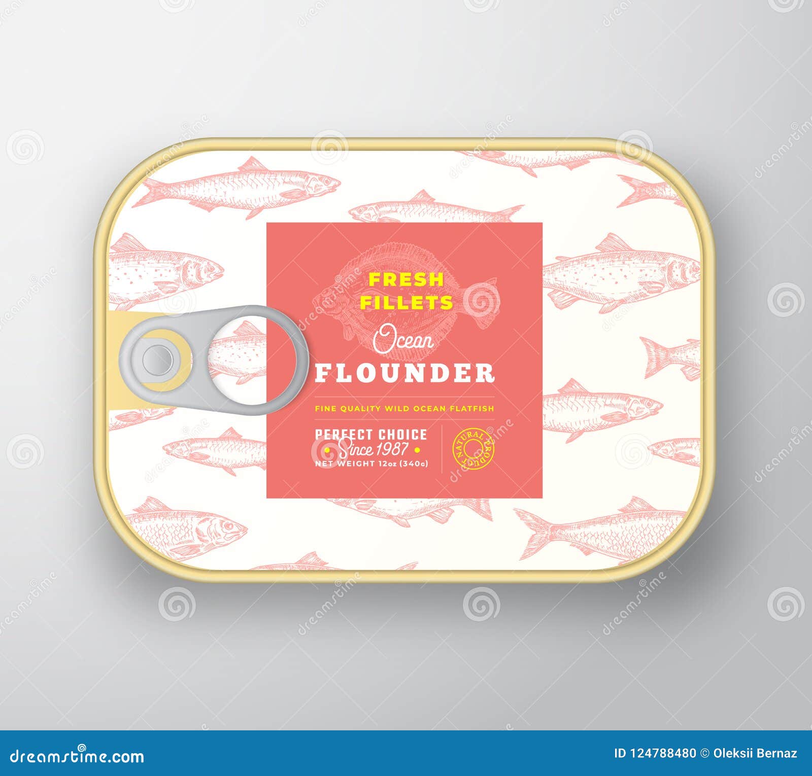 Canned Fish Label Template. Abstract Vector Fish Aluminium Container ...