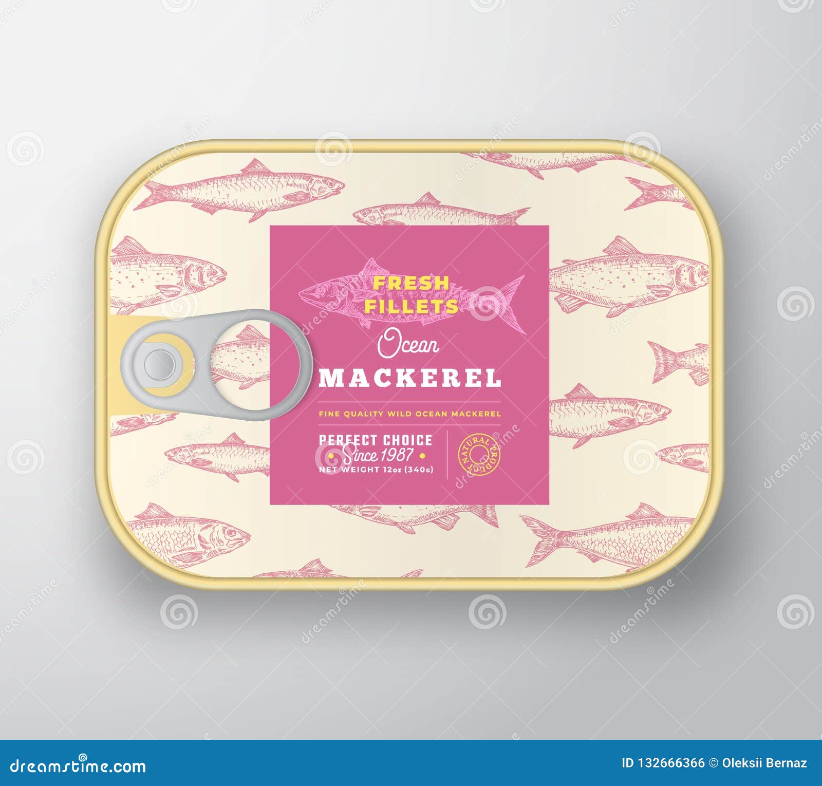 Canned Fish Label Template. Abstract Vector Fish Aluminium Container ...