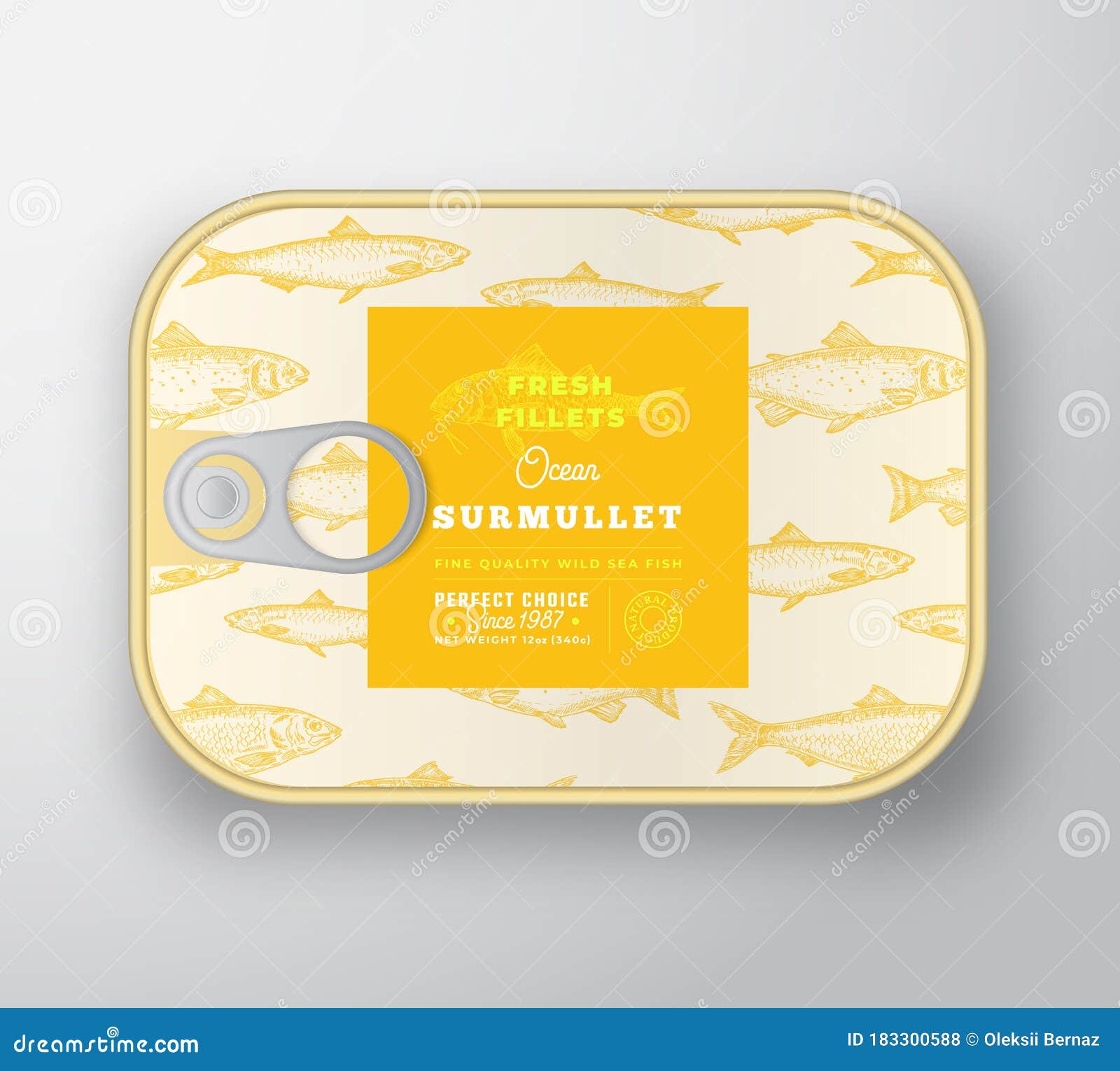Canned Fish Label Template. Abstract Vector Aluminium Container with ...