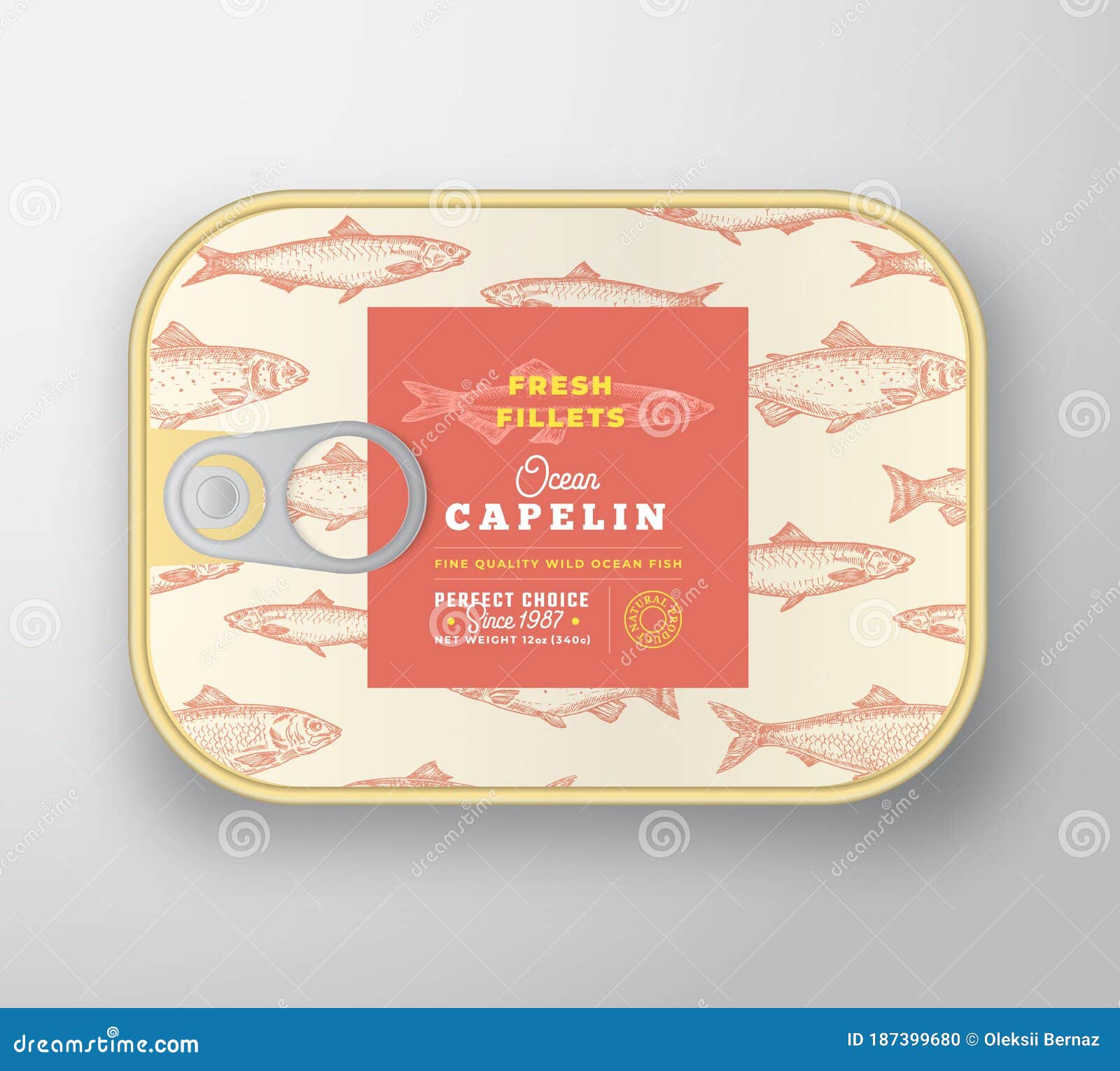 Canned Fish Label Template. Abstract Vector Aluminium Container with ...