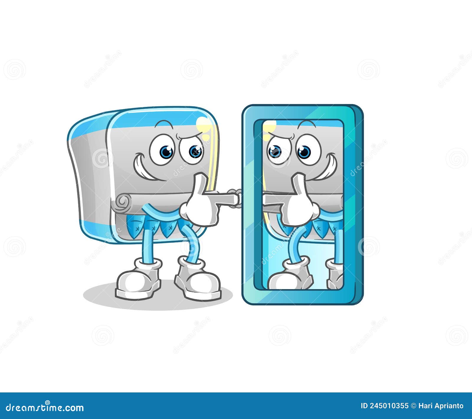 Canned Fish Looking into Mirror Cartoon. Cartoon Mascot Vector Stock ...