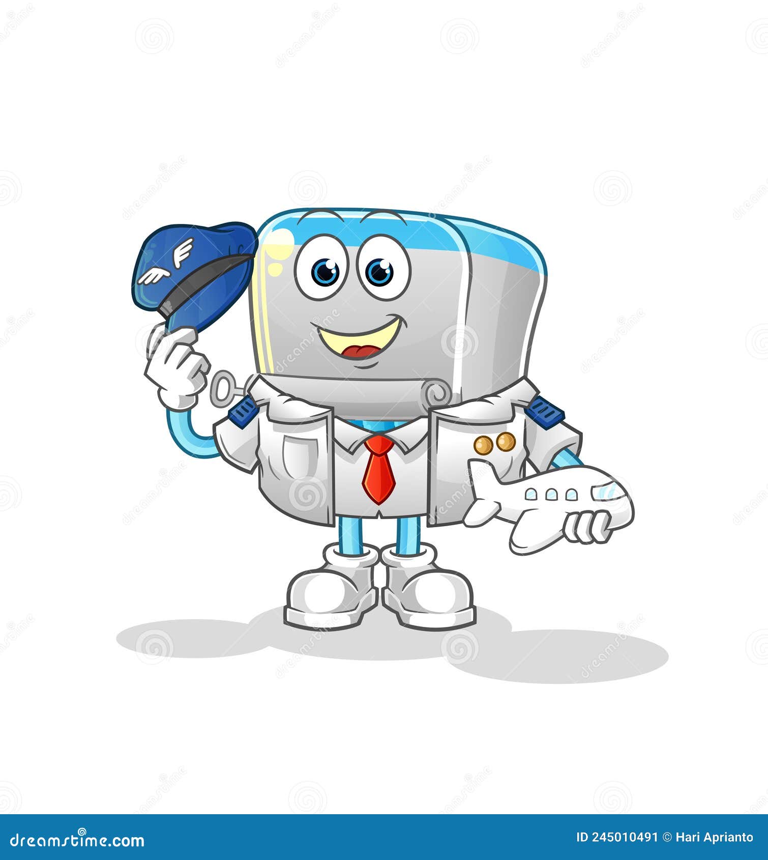 Canned Fish Pilot Mascot. Cartoon Vector Stock Vector - Illustration of ...