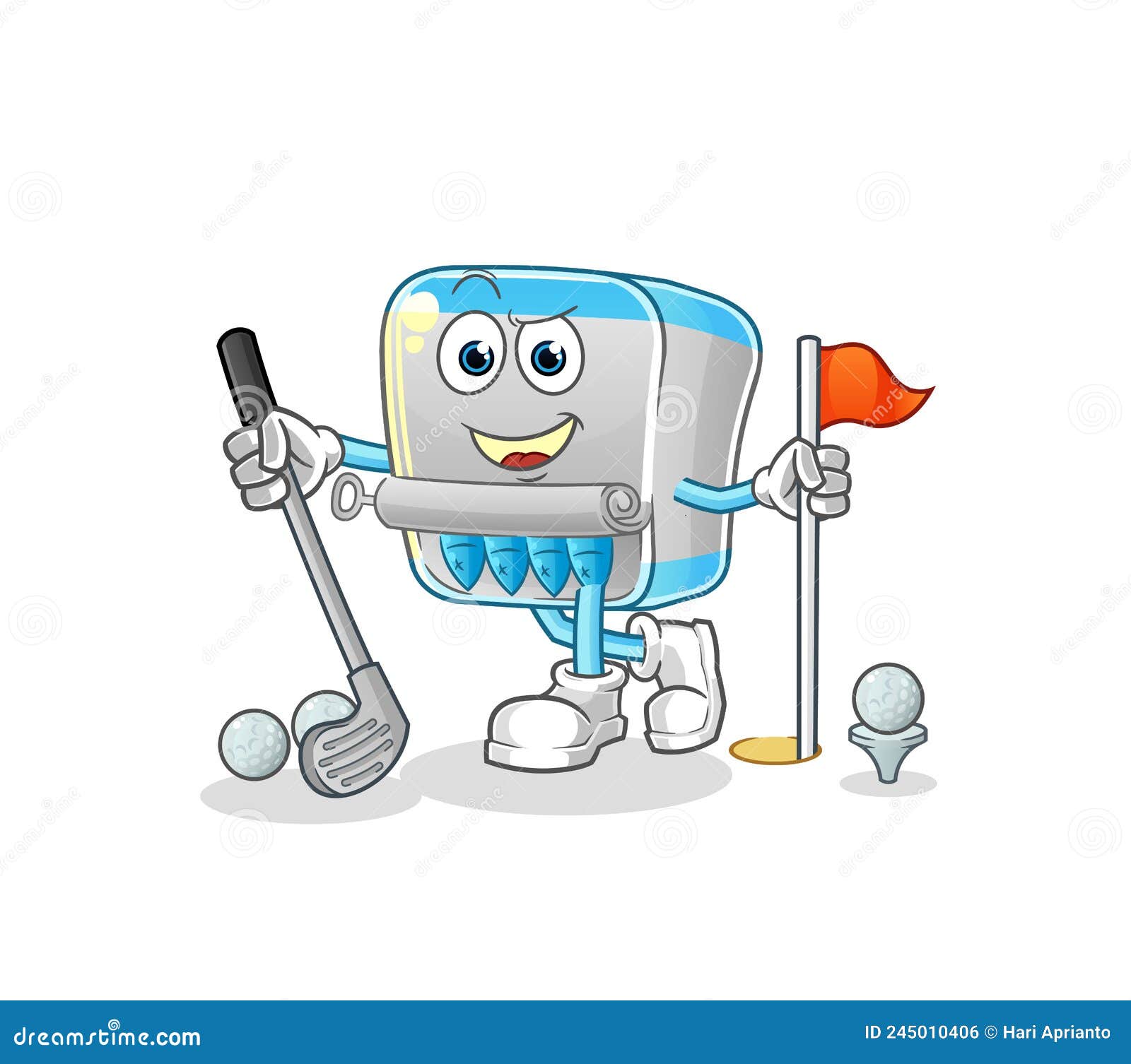 Canned Fish Playing Golf Vector. Cartoon Character Stock Vector ...