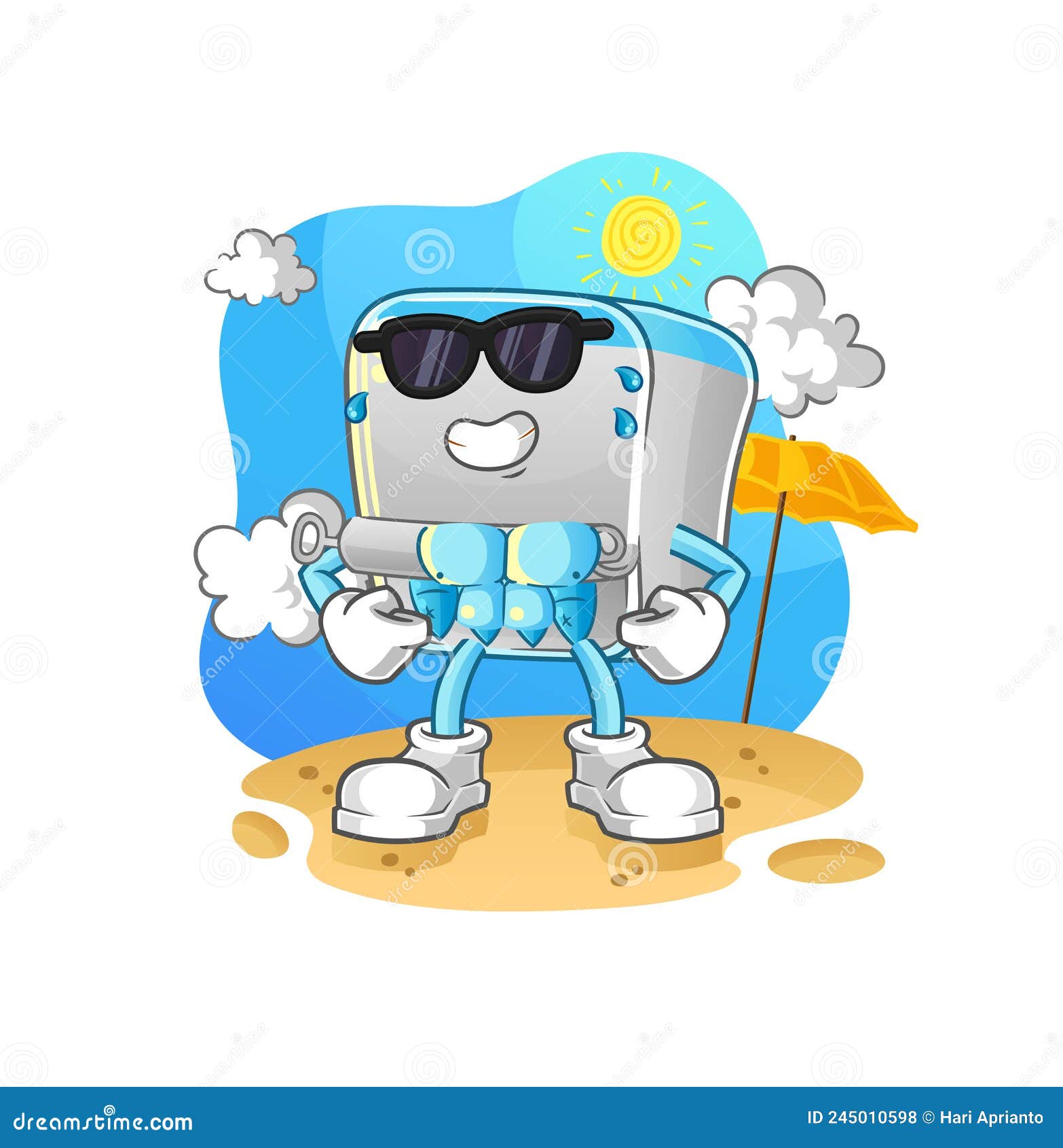Canned Fish Sunbathing in Summer. Character Vector Stock Vector ...