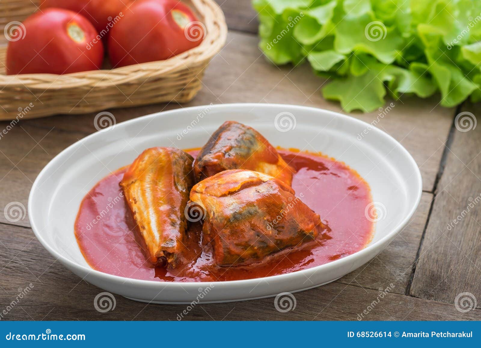 Canned Fish in Tomato Sauce on Plate Stock Photo - Image of prepared ...
