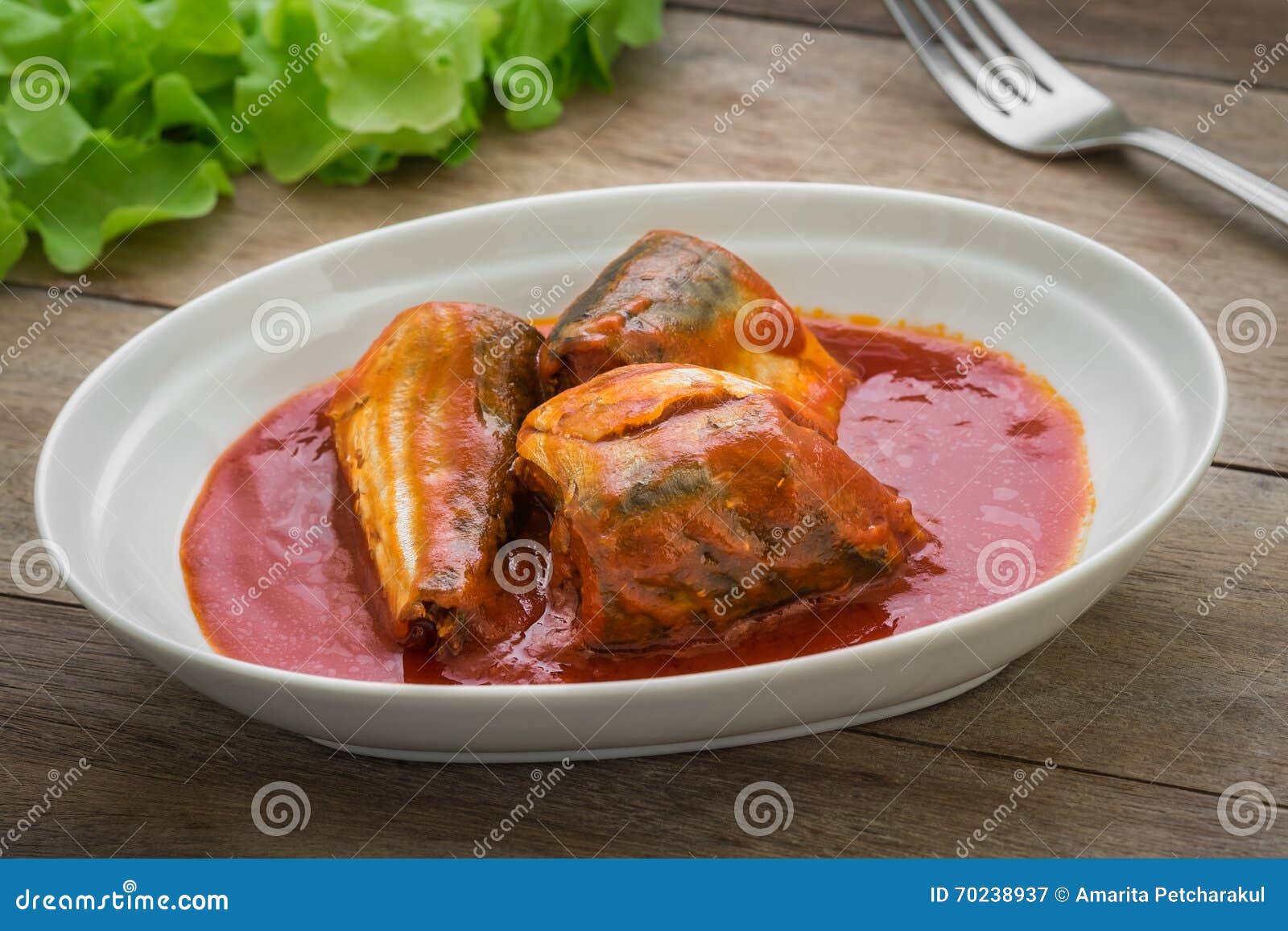 Canned Fish in Tomato Sauce on Plate Stock Image - Image of tasty, diet ...