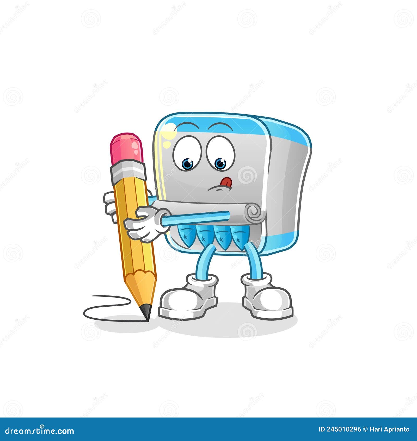Canned Fish Write with Pencil. Cartoon Mascot Vector Stock Vector ...