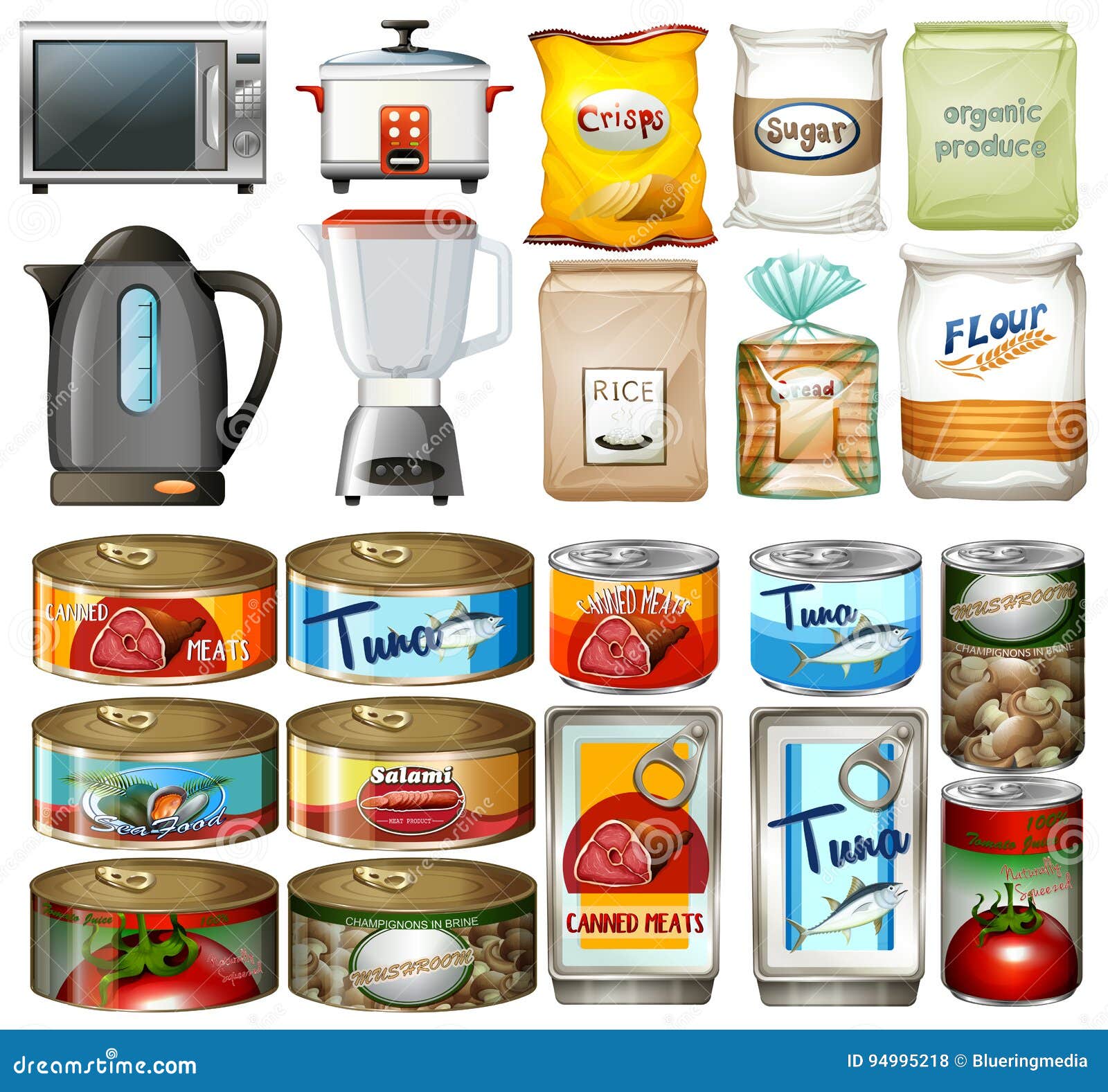 Canned Food Goods Pattern On Green Background Vector Illusration Poster ...