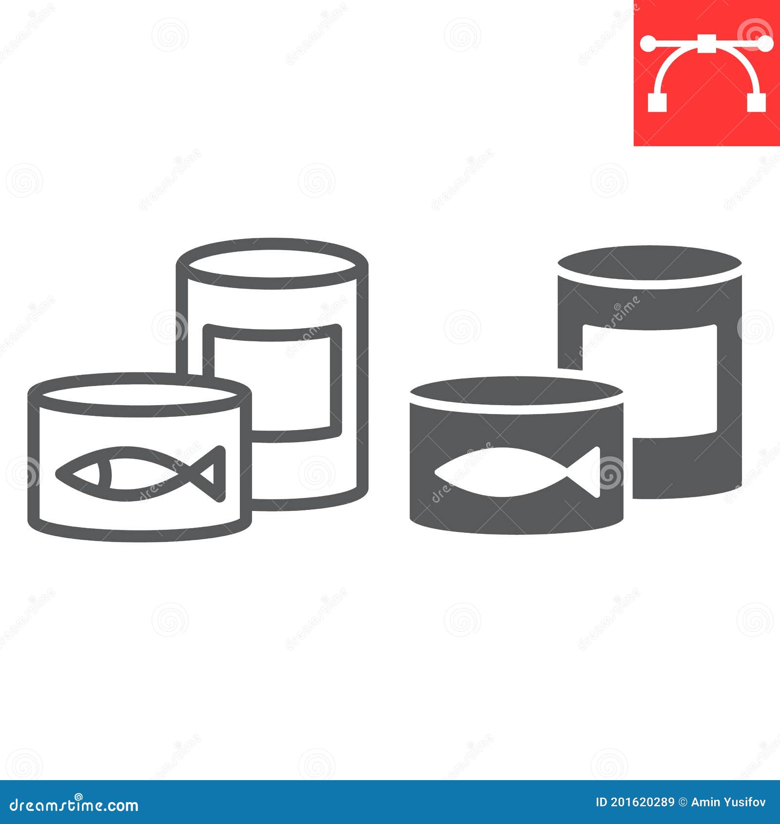 Canned Food Line and Glyph Icon, Tin Can and Container, Canned Fish ...