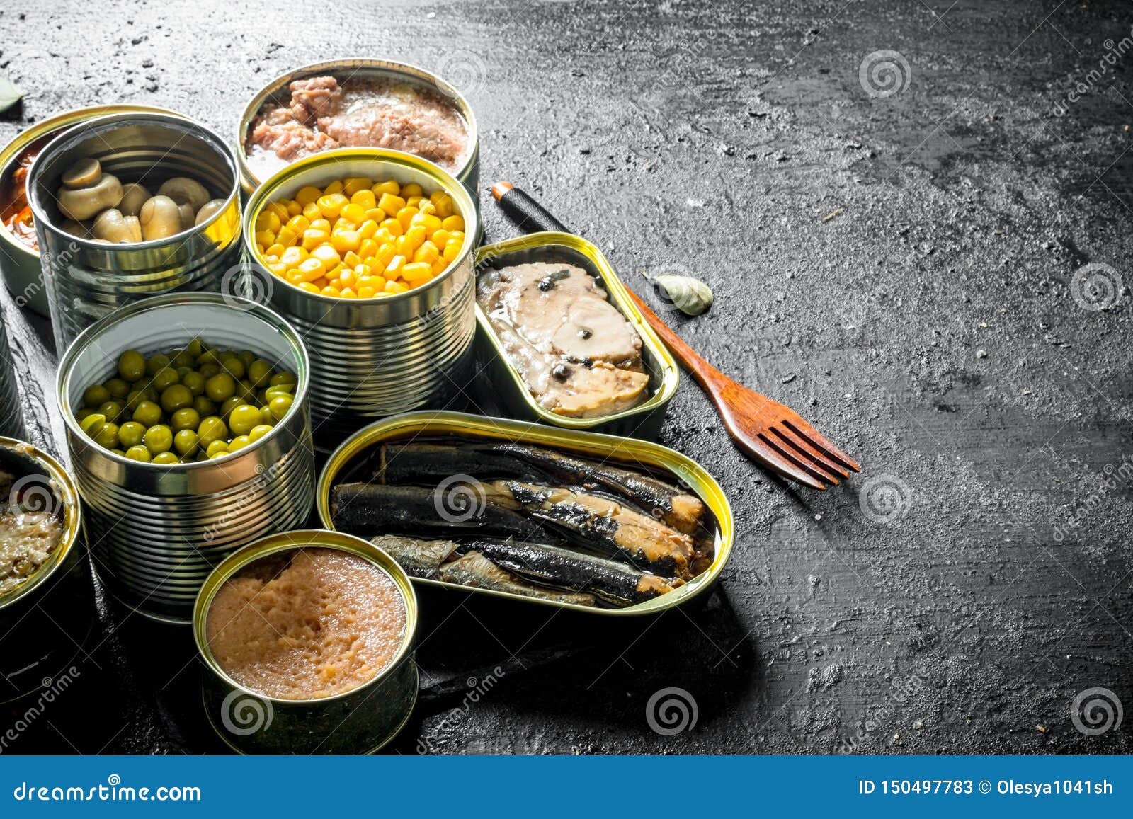 Canned food in open cans stock image. Image of organic - 150497783