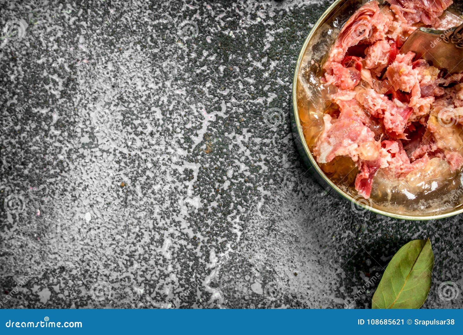 Canned meat in a tin can. stock image. Image of preserved - 108685621