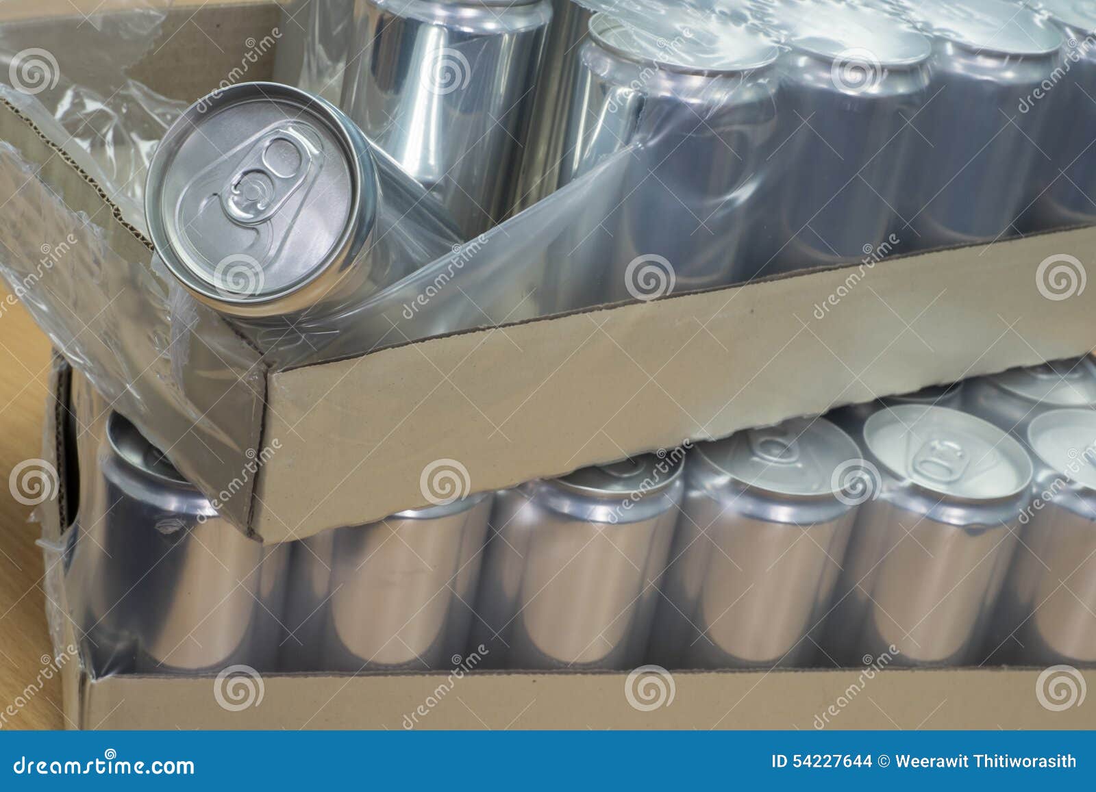 Canned Production in Carton Box Stock Photo - Image of silver, factory ...