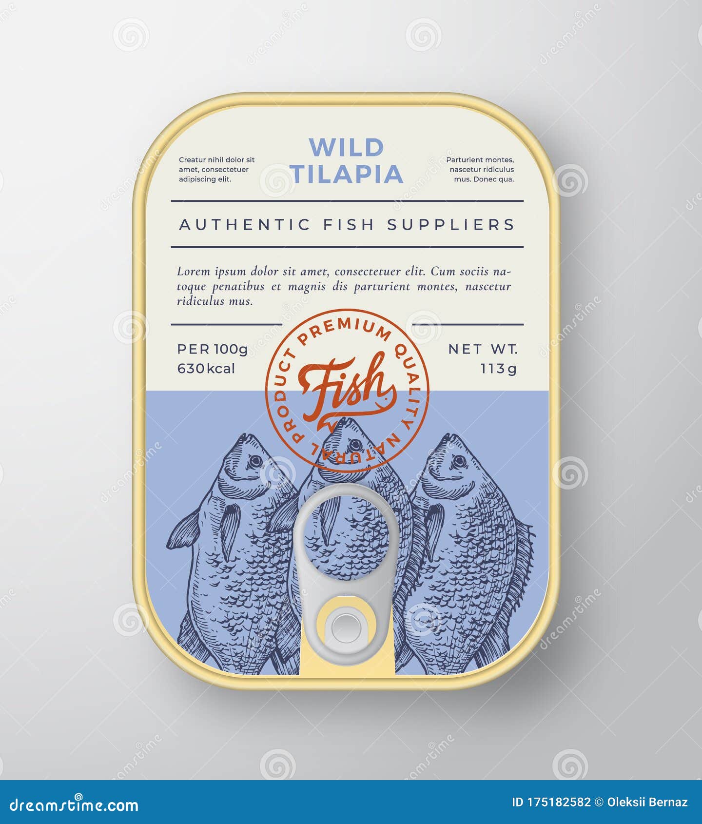 Canned River Fish Abstract Vector Aluminium Container Packaging Design ...