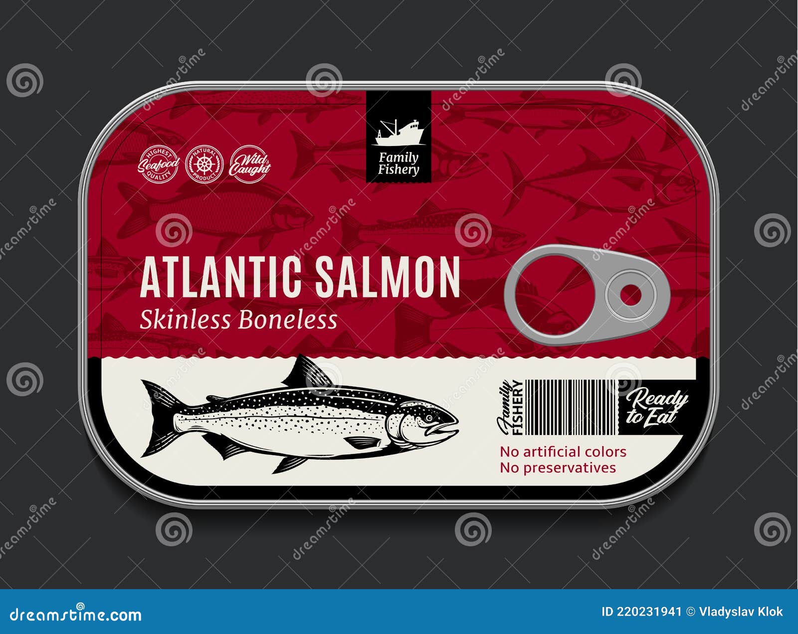 Canned Salmon Label Template Vector Illustration | CartoonDealer.com ...