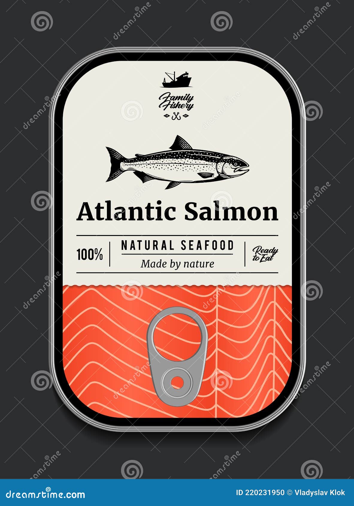 Canned Salmon Label Template Stock Vector - Illustration of mockup ...