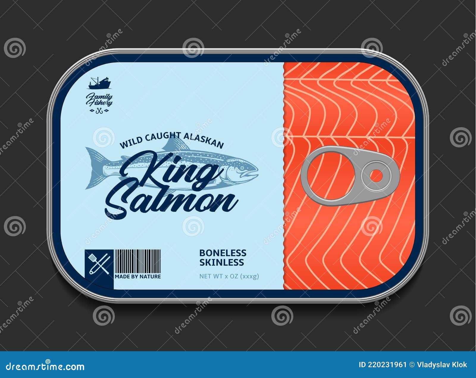 Canned Salmon Label Template Stock Vector - Illustration of creative ...