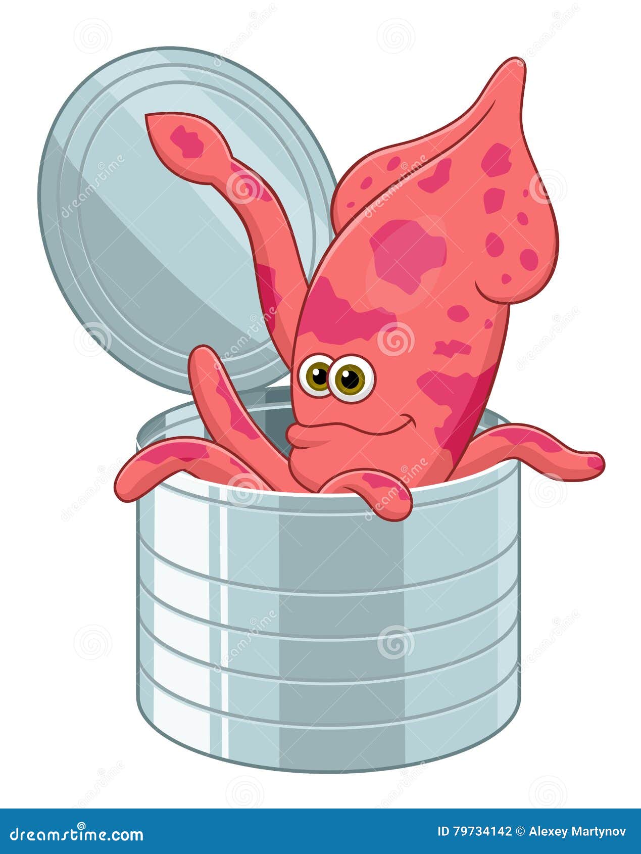 Canned squid stock vector. Illustration of meat, squid - 79734142