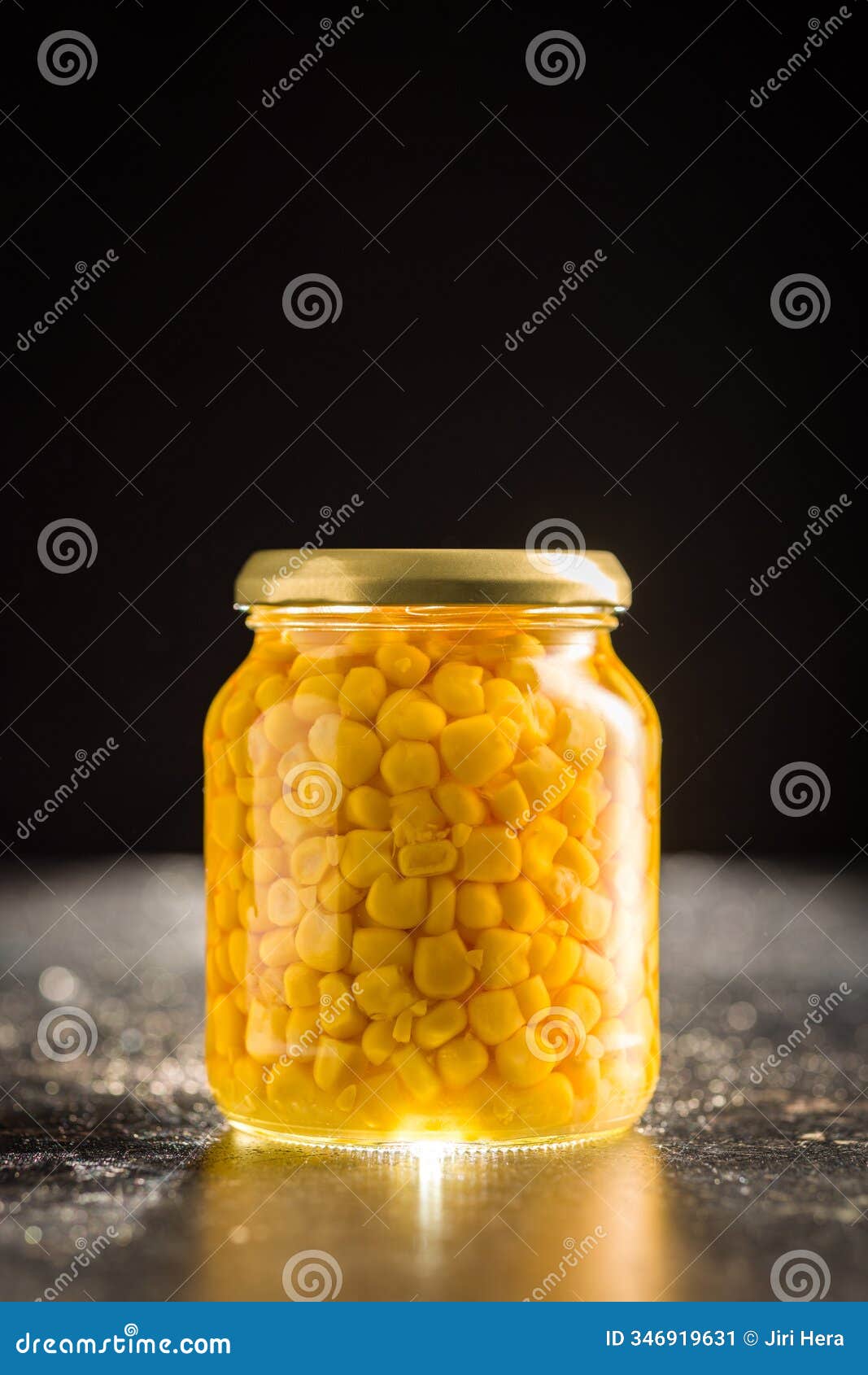 Canned Sweet Corn in Jar on Black Table Stock Image - Image of tasty ...