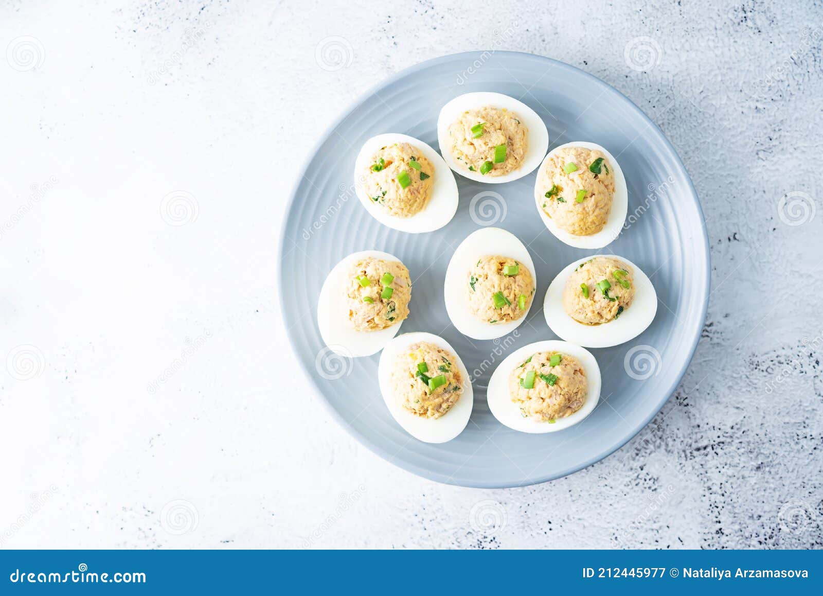 Canned Tuna Deviled Eggs with Scallion Stock Image - Image of easter ...