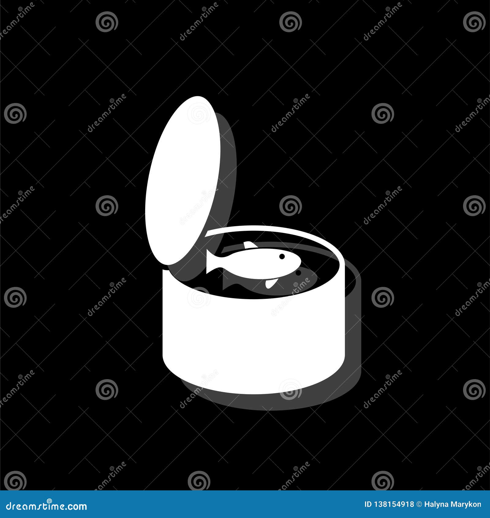 Canned tuna fish icon flat stock illustration. Illustration of tinned ...