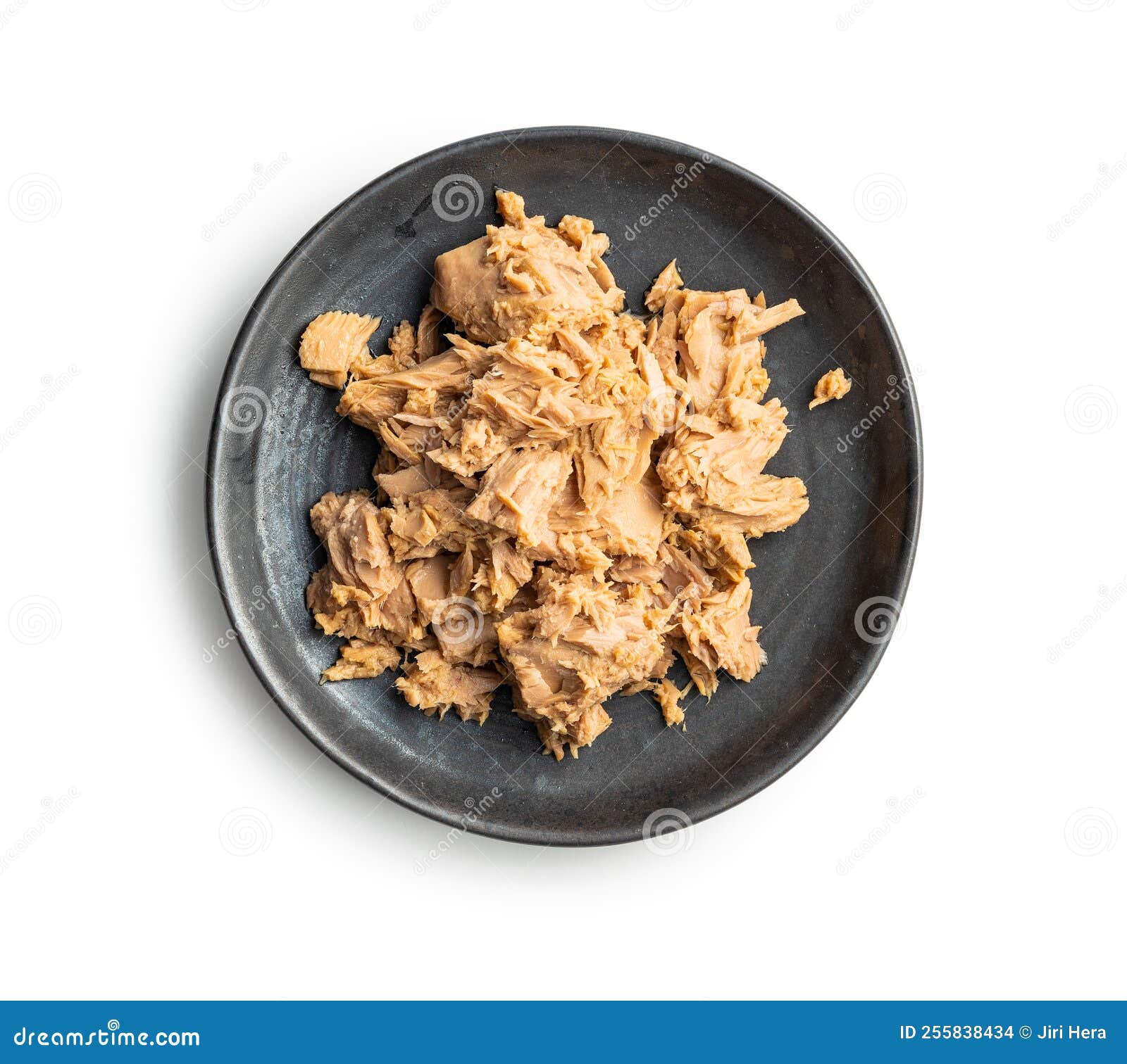 Canned Tuna Fish on Plate Isolated on White Background Stock Photo ...