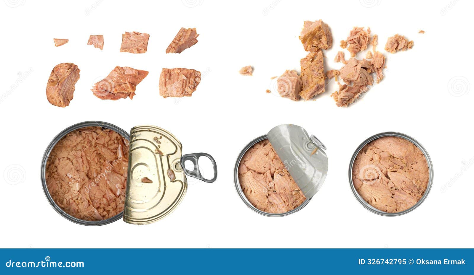 Canned Tuna Isolated, Albacore Fish Chunks in Open Tin Can, Tuna Oil ... Canned Tuna Isolated, Albacore Fish Chunks in Open Tin Can, Tuna Oil ...