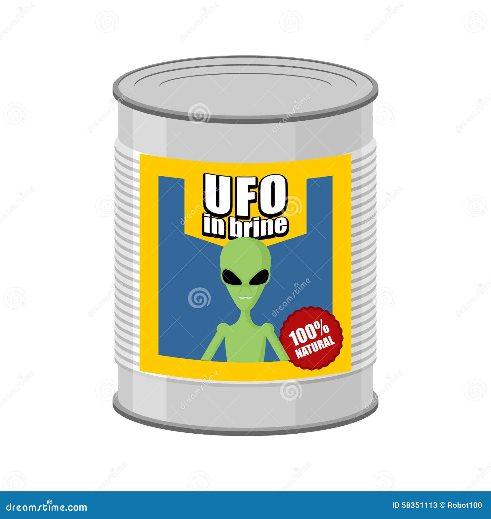 Canned UFO. Tin can alien stock vector. Illustration of happy - 58351113