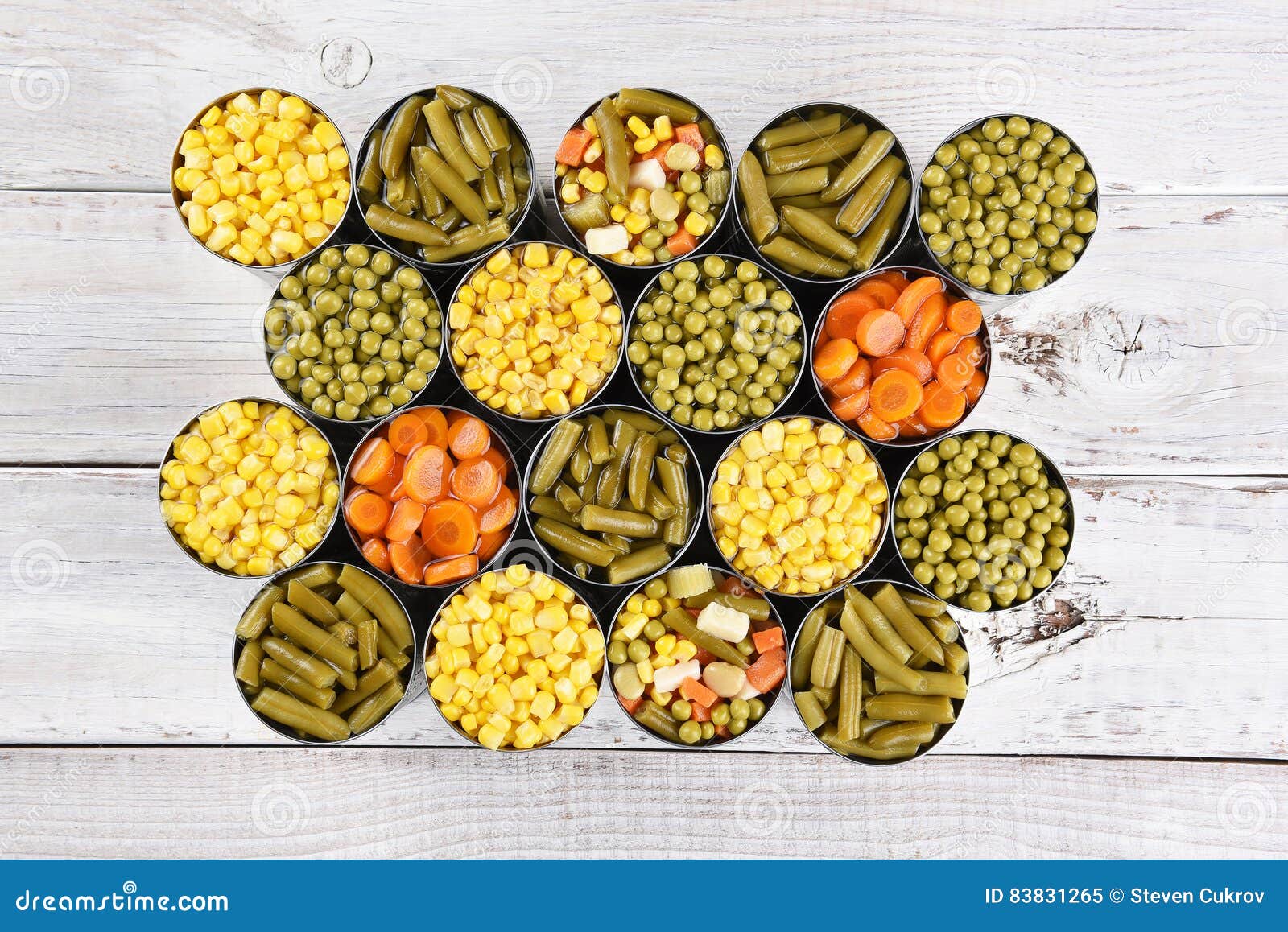 Canned Veggies Wood Table stock image. Image of canes - 83831265