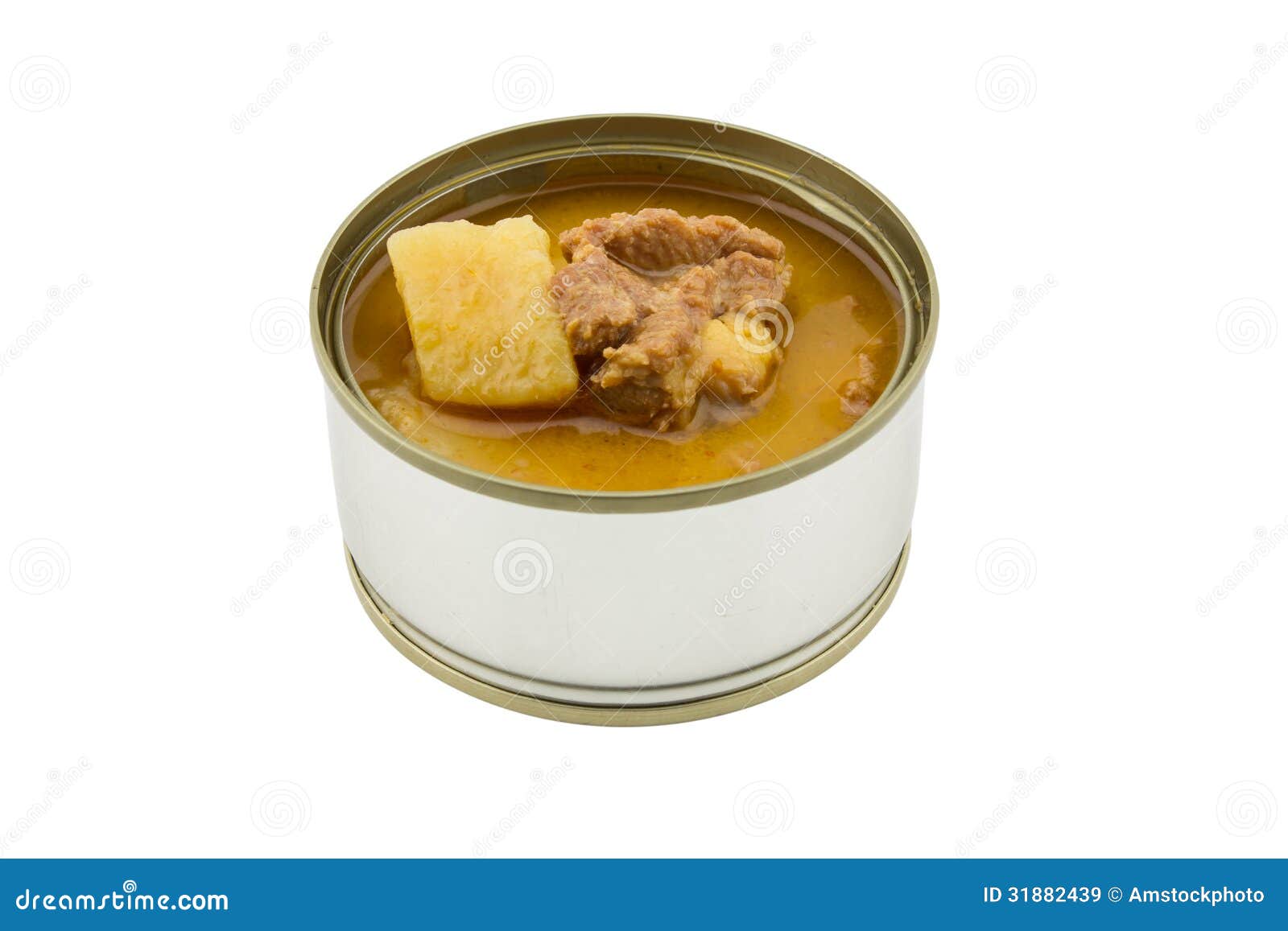 Canned Yellow Curry Chicken In Tinned On White Background Stock Image ...