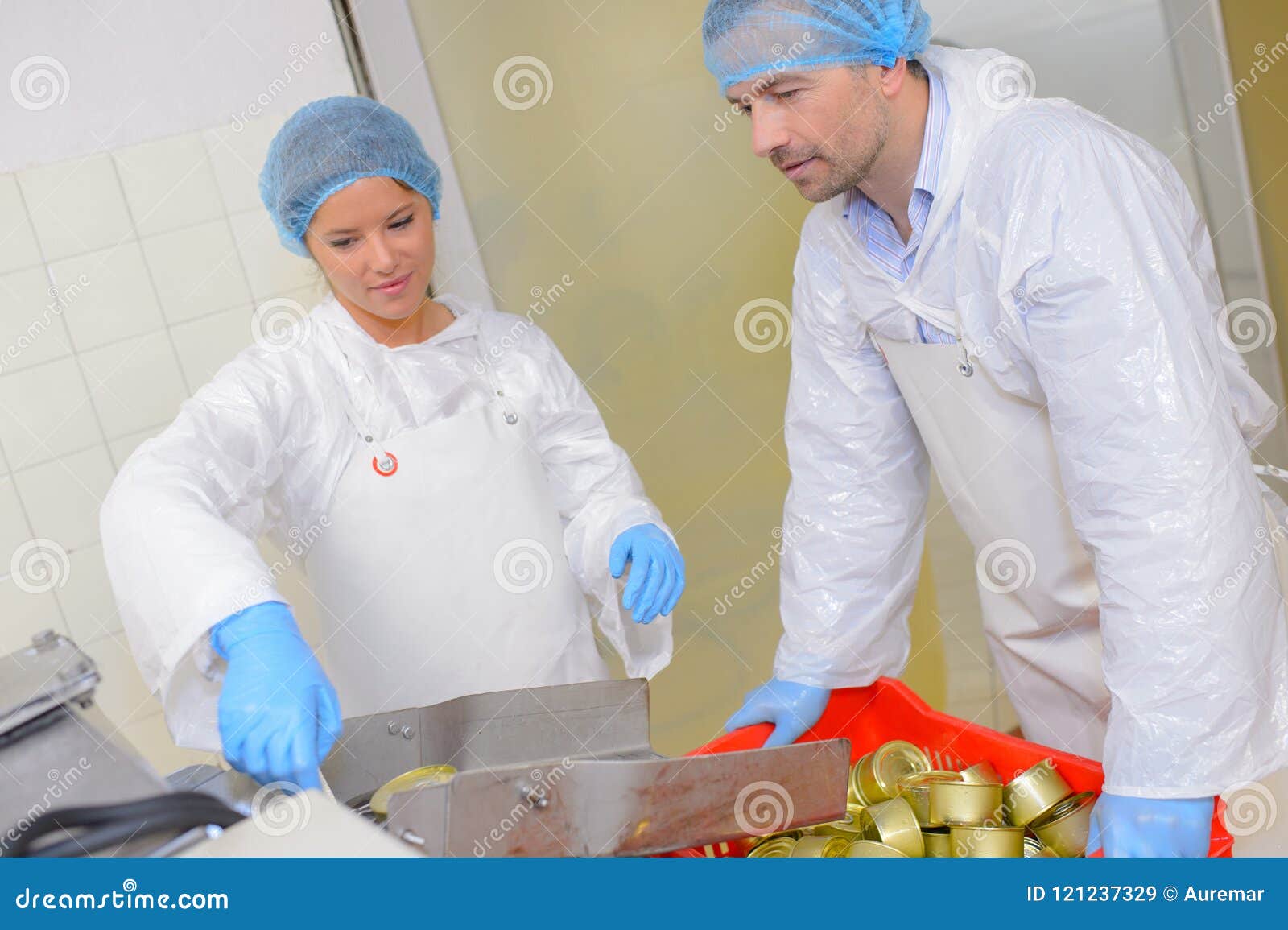 In the cannery factory stock image. Image of colleague - 121237329
